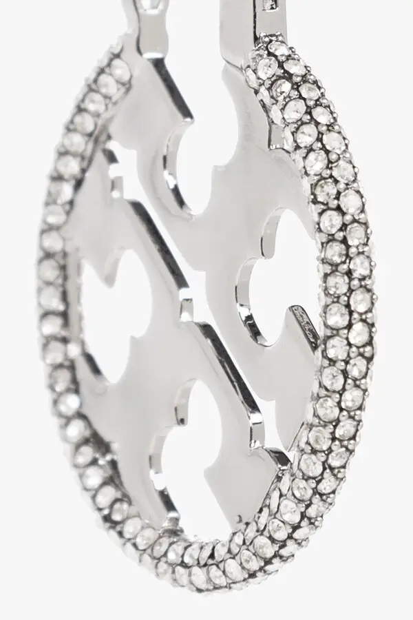 Tory Burch Logo Round Hoop Earrings - White