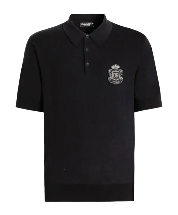 Dolce & Gabbana Dolce Gabbana Heraldic Patch Polo Shirt - Blue