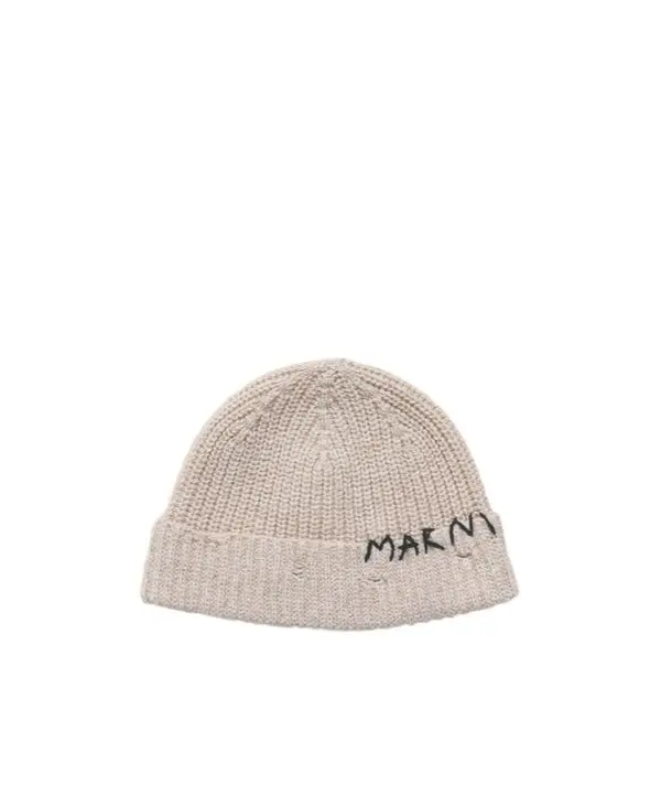 Marni Logo Embroidered Beanie - Seashell