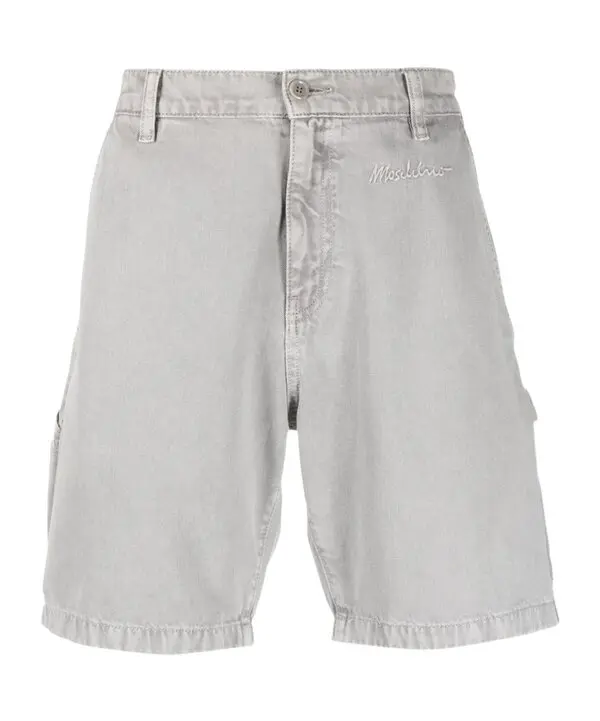 Moschino Belted Denim Shorts - Gray