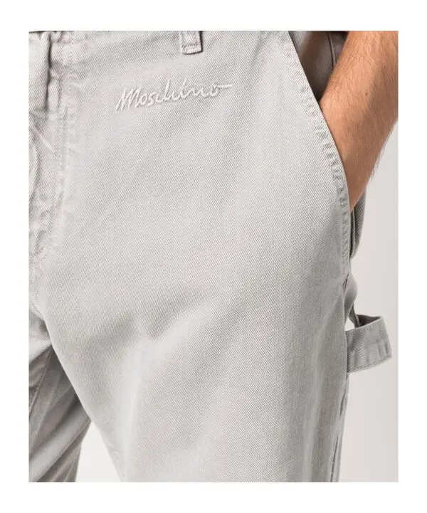 Moschino Belted Denim Shorts - Gray