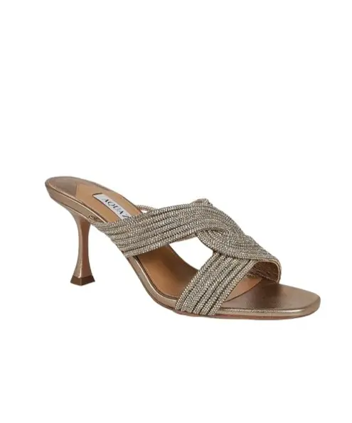 AQUAZZURA Gatsby Embellished Open-toe Mules - Light Copper