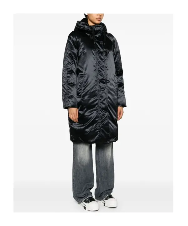 FAY Shiny Down Jacket With Drawstring Hood And Snap Closure
