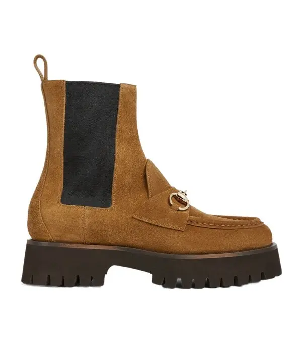 Gucci Ankle Boots With Horsebit Detailing - Light Brown