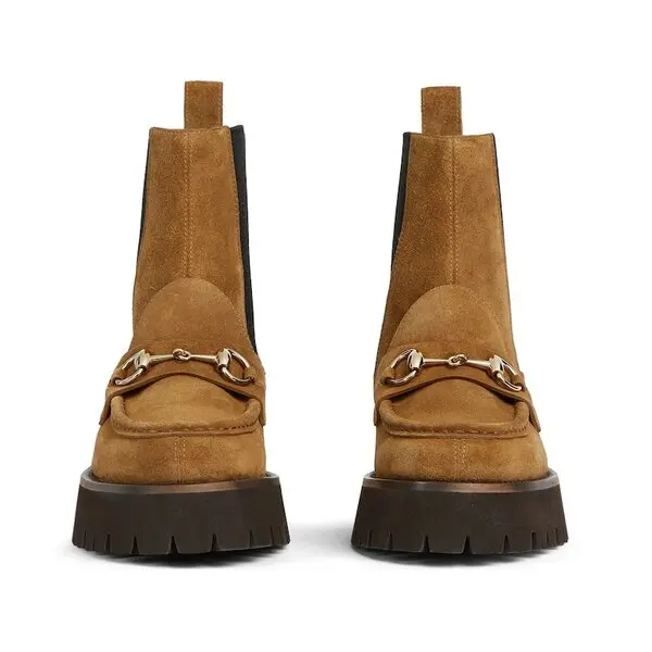 Gucci Ankle Boots With Horsebit Detailing - Light Brown