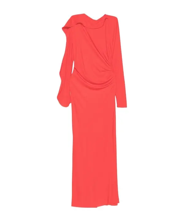 Victoria Beckham Draped Long-sleeve Maxi Dress - Orange