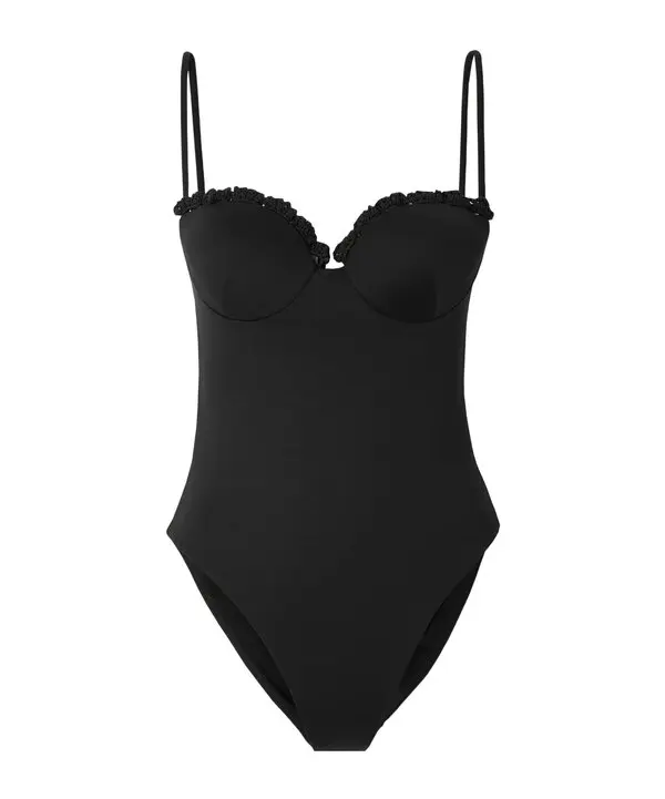 Magda Butrym Crochet-trimmed Underwire Swimsuit - Black