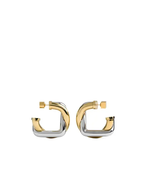 Jacquemus Doppio Brass Hoop Earrings - Gold/silver