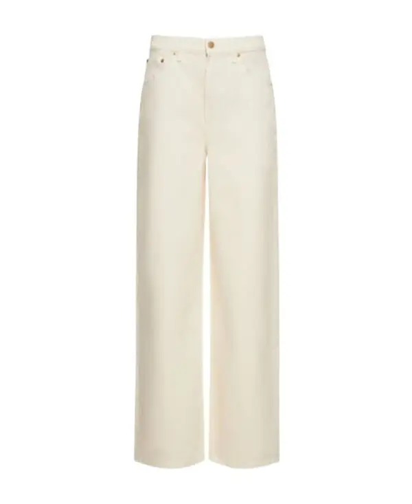 MOTHER Logo Straight Leg Jeans - White