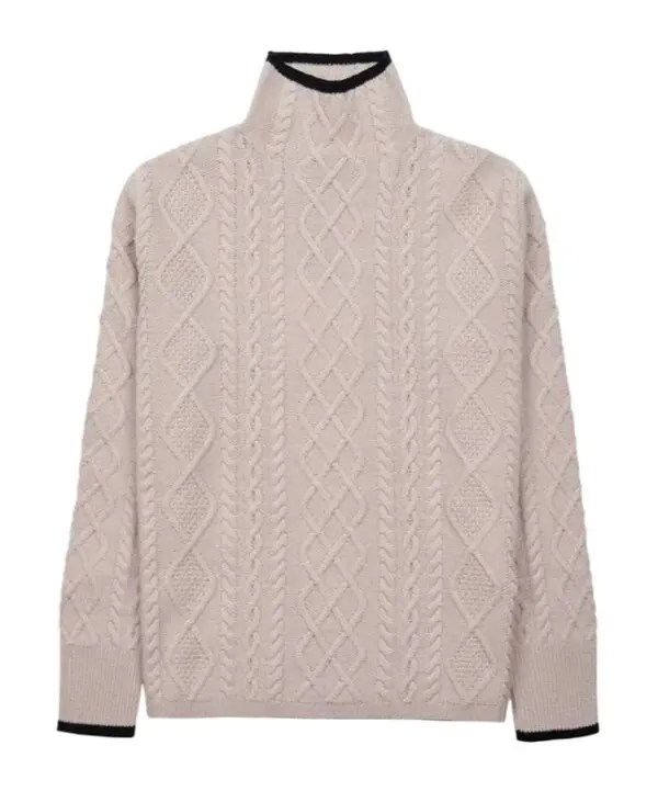 Max Mara High-neck Cable Knit Sweater