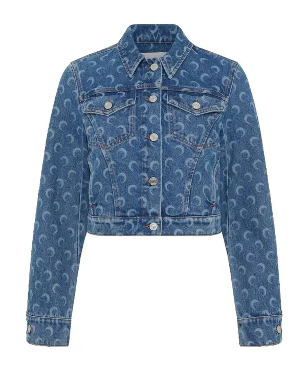MARINE SERRE Moon Print Denim Jacket - Blue