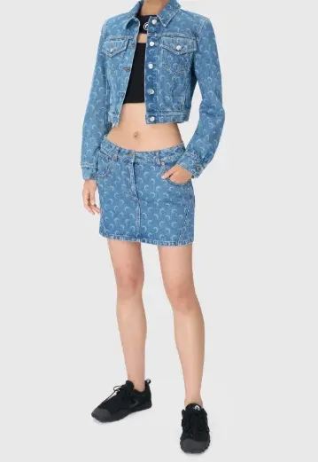 MARINE SERRE Moon Print Denim Jacket - Blue