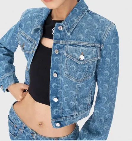 MARINE SERRE Moon Print Denim Jacket - Blue