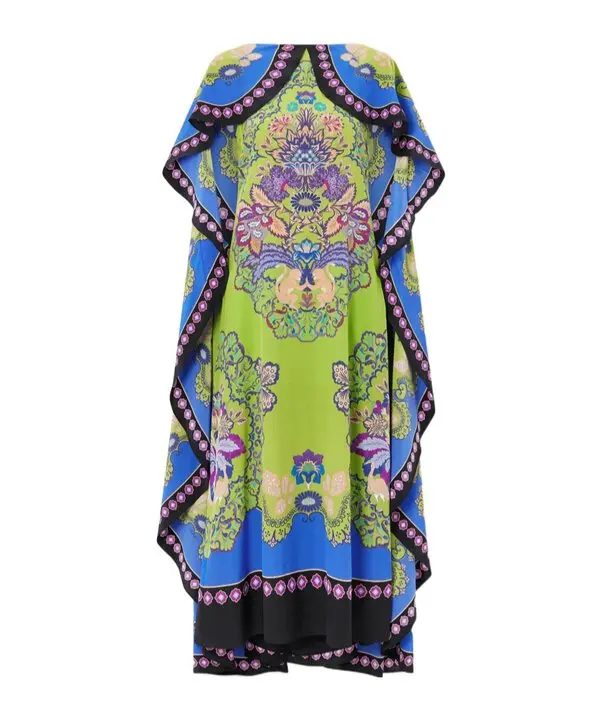 La DoubleJ Cape Effect Floral Print Maxi Dress - Green