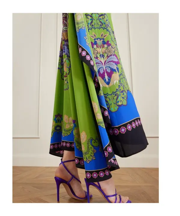 La DoubleJ Cape Effect Floral Print Maxi Dress