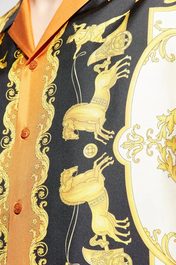 Versace Pattern-printed Short-sleeved Shirt - Yellow
