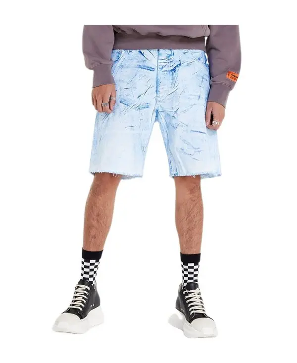 Heron Preston Overdyed Raw-edge Denim Shorts - Blue