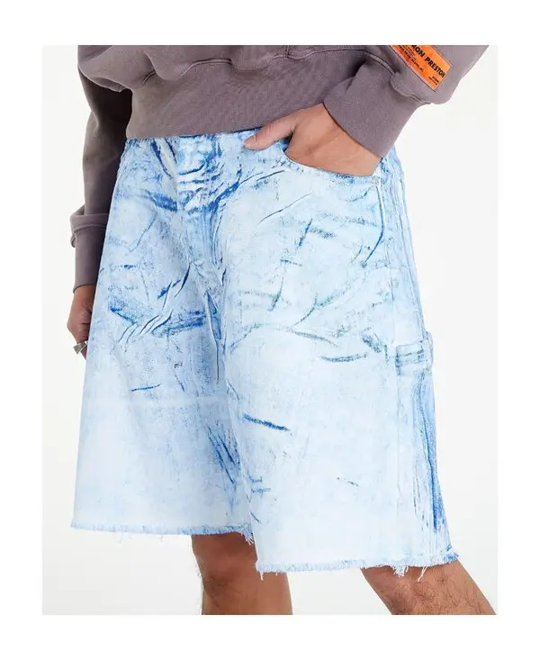 Heron Preston Overdyed Raw-edge Denim Shorts - Blue