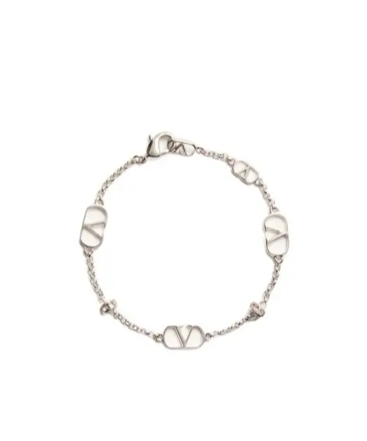 Valentino Garavani Vlogo Signature Metal And Crystal Bracelet - White