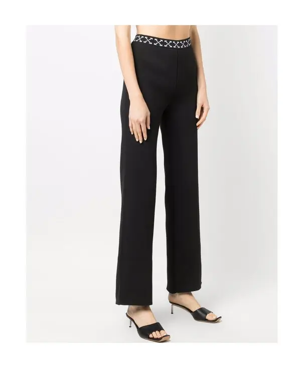 Off-White Logo Waistband Straight Leg Pants