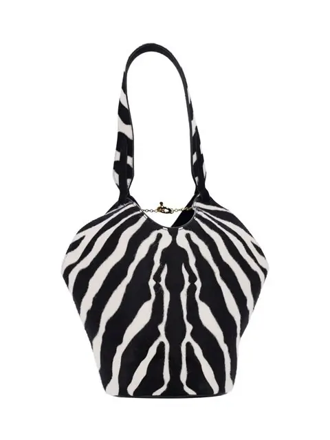 Khaite Lotus Mini Tote Bag With Animal Print - Black