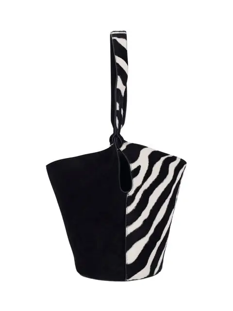 Khaite Lotus Mini Tote Bag With Animal Print - Black