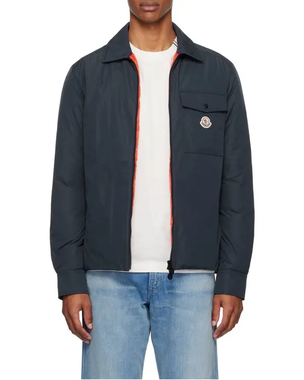 Moncler Vigeon Zip-up Jacket With Logo Patch - Blue