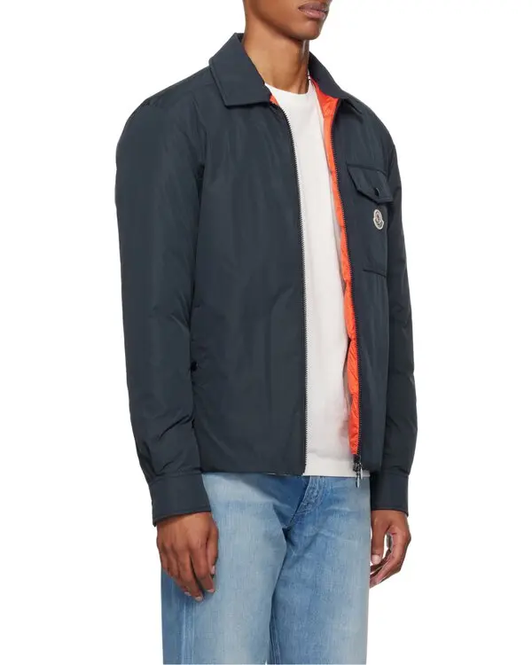 Moncler Vigeon Zip-up Jacket With Logo Patch - Blue