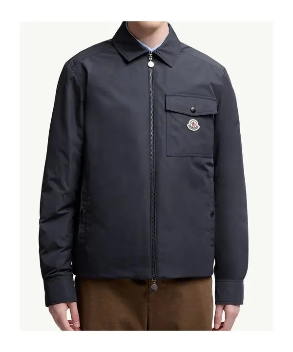 Moncler Vigeon Zip-up Jacket With Logo Patch - Blue