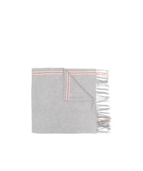 Brunello Cucinelli Striped Fringe Scarf - Gray