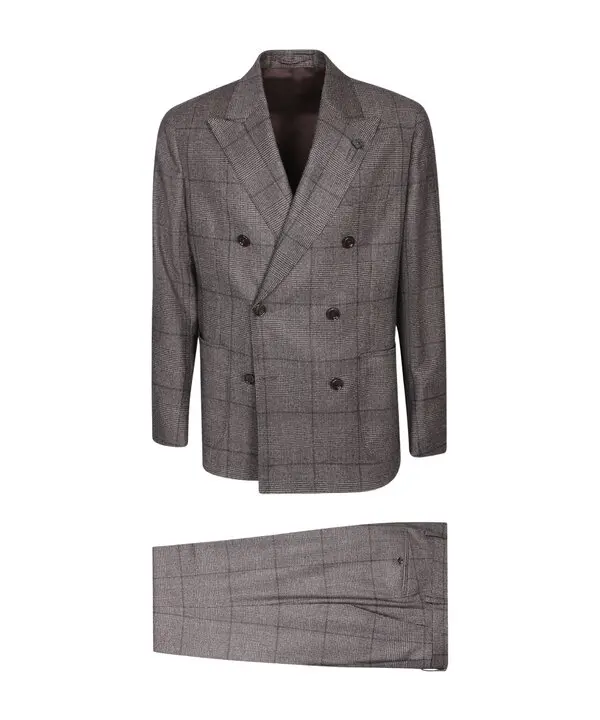 LARDINI Two-piece Checked Tailored Suit - Gray/multicolor