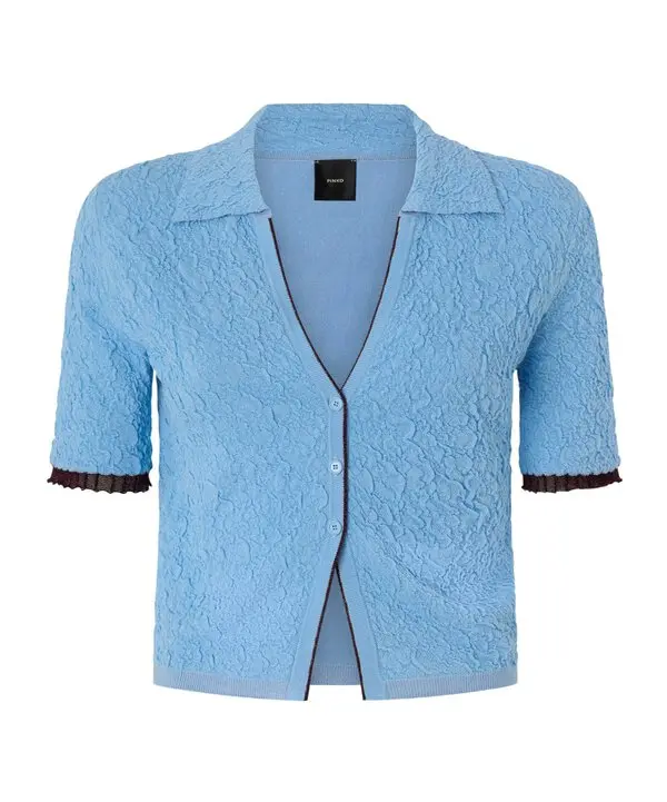 Pinko Collared Textured Knit Shirt - Blue