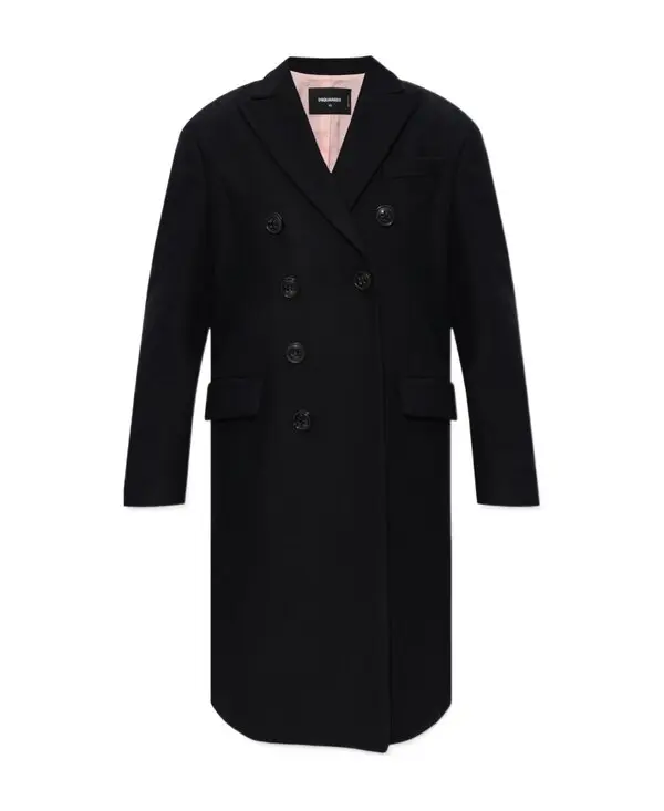 Dsquared2 Double-breasted Virgin Wool Coat - Black