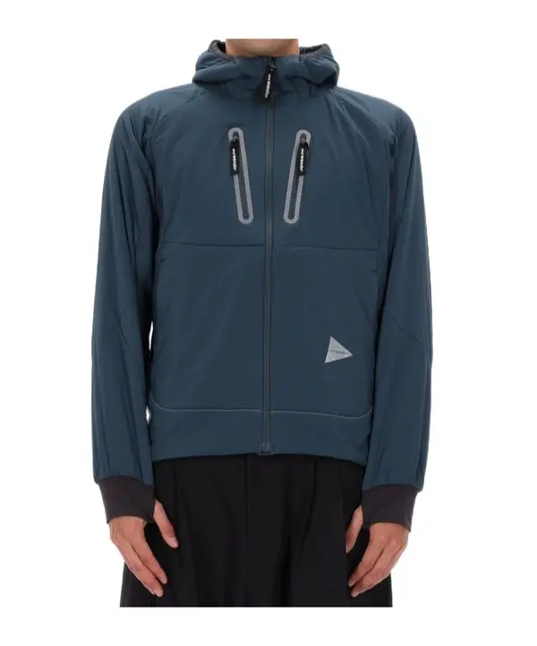 AND WANDER Alpha Air Zip-up Hoodie - Blue
