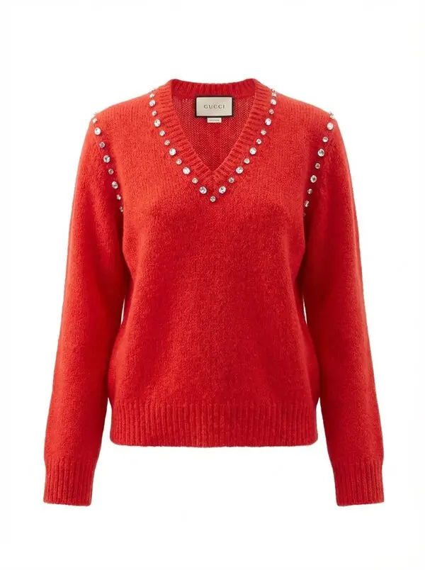 Gucci Embellished V-neck Sweater