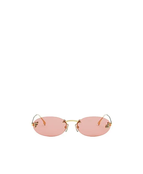 Fendi Oval Red Lens Sunglasses - Nude