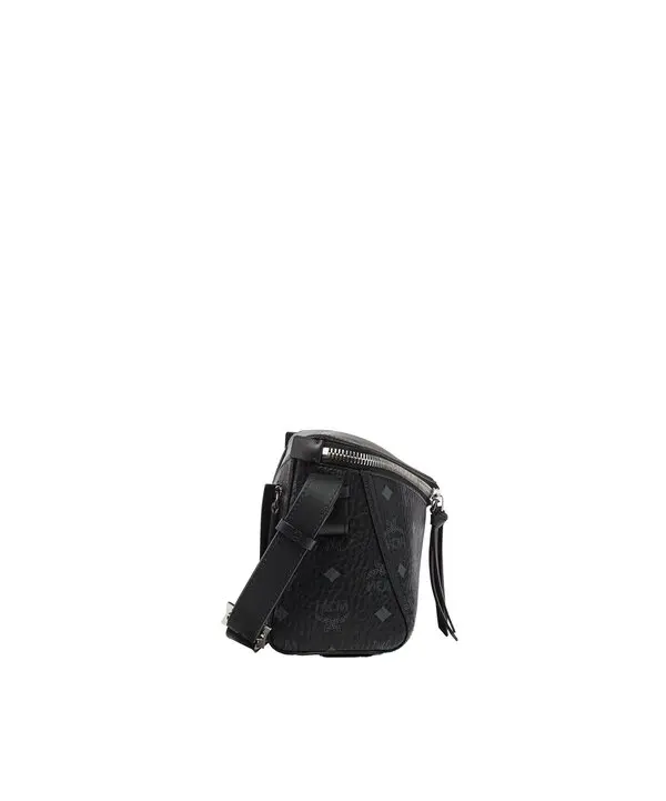 Mcm Diamant 3d Shoulder Bag In Visetos Leather Mix - Black