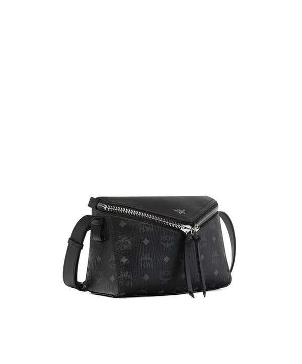 Mcm Diamant 3d Shoulder Bag In Visetos Leather Mix - Black