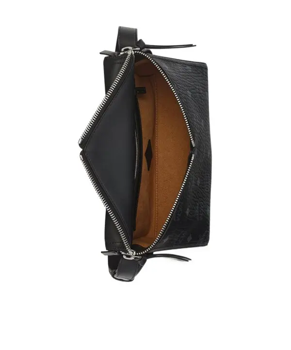 Mcm Diamant 3d Shoulder Bag In Visetos Leather Mix - Black
