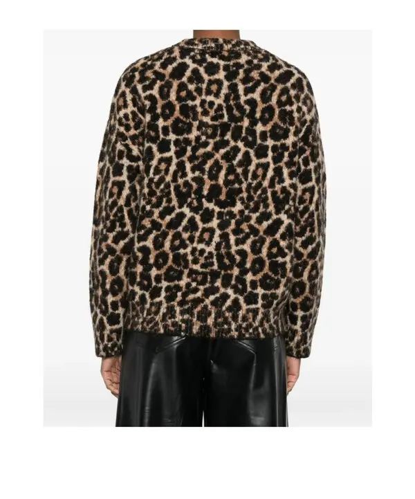 ANINE BING Leopard-print Crew-neck Sweater