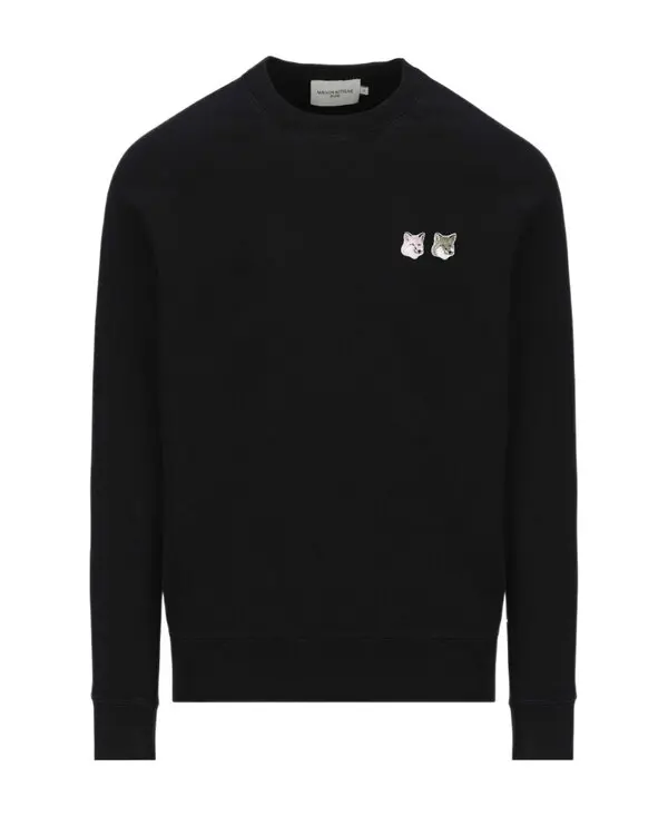 Maison Kitsuné Fox Patches Crewneck Sweatshirt - Black