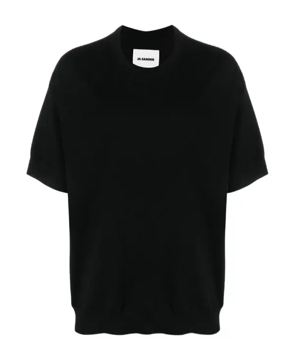 JIL SANDER Short-sleeved Knitted Jumper - Black