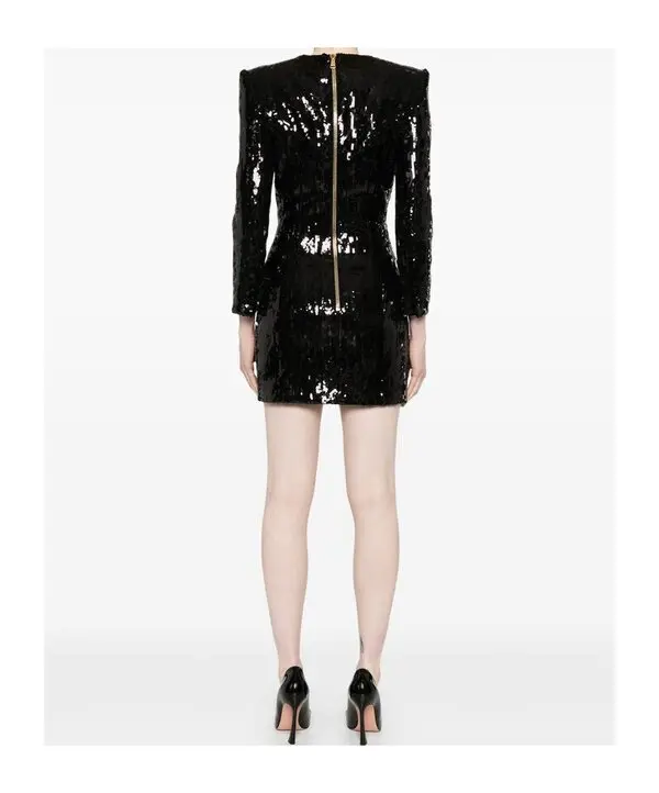 Balmain V-neck Sequined Mini Dress