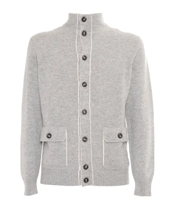 KANGRA High Neck Buttoned Cardigan