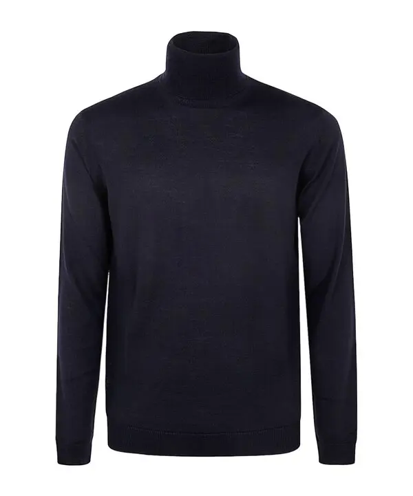 NUUR Turtleneck Sweater With Ribbed Edges - Navy