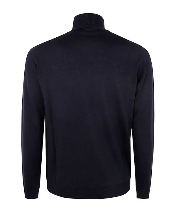 NUUR Turtleneck Sweater With Ribbed Edges - Navy