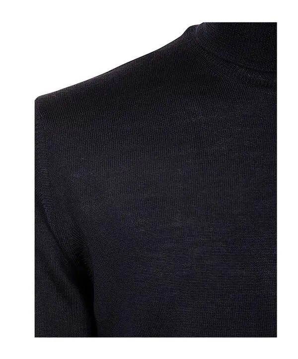 NUUR Turtleneck Sweater With Ribbed Edges - Navy