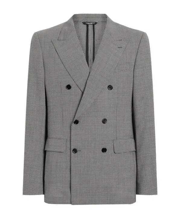 Dolce & Gabbana Double-breasted Houndstooth Tailored Jacket - Grey