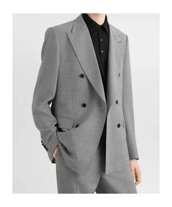 Dolce & Gabbana Double-breasted Houndstooth Tailored Jacket - Grey