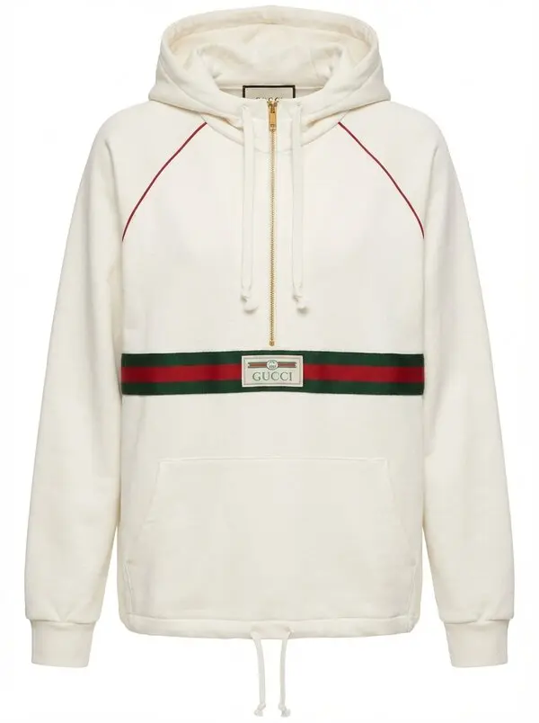 Gucci Sweatshirt With Web And Label - White